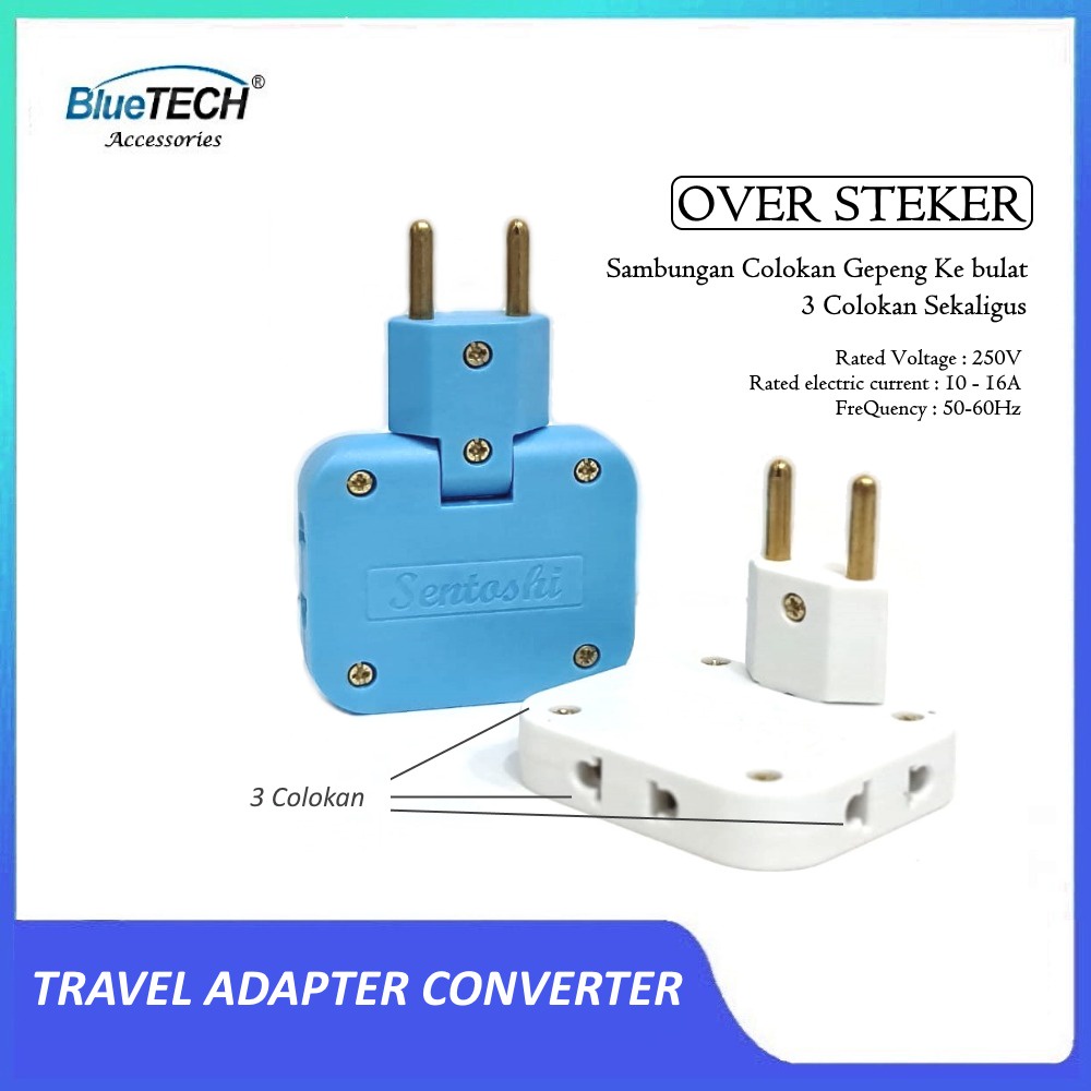 Jual Bluetech Adapter Konverter Travel US to EU Plug Converter Steker ...