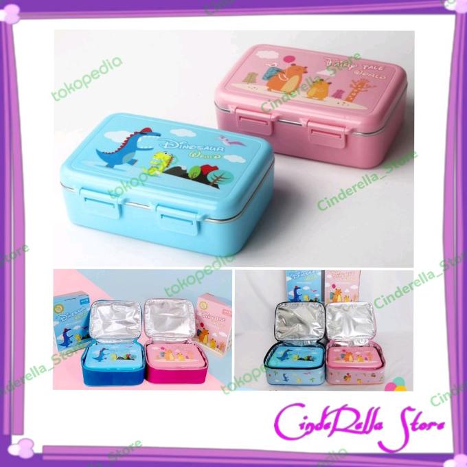 Jual Kotak Makan Anak Stainless Lunch Box Set Yooyee 627 Sendok Tas Bekal | Shopee Indonesia