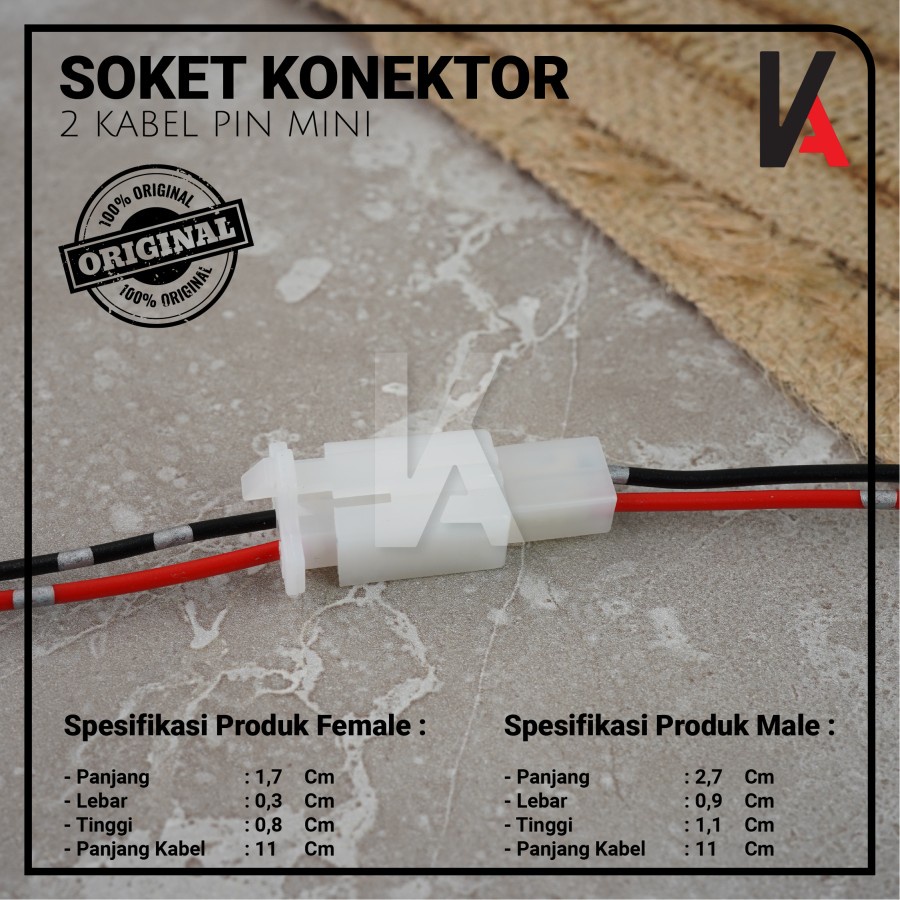 Jual Soket Sambung 2 Pin Kecil / Mini Socket Kabel Konektor Mobil Motor ...