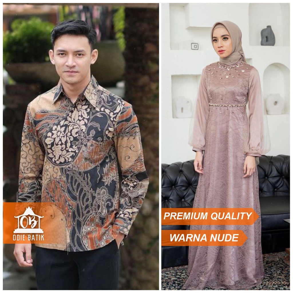 Jual COUPLE GAMIS NADINE DRESS BROKAT KOMBINASI / GAMIS DRESS PESTA / FASHION MUSLIM WANITA ...