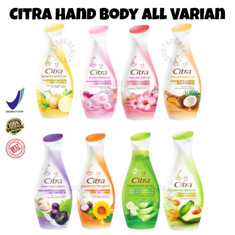 Jual Citra Hand Body Lotion Glowing Pearly Golden White Sakura Fair Night Whitening Sun ...
