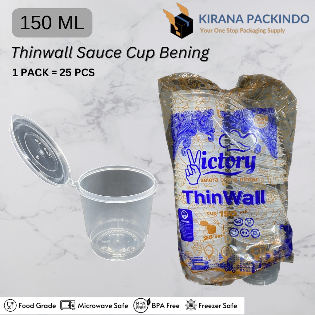 Jual Thinwall Victory Cup 150ML Bening 25pcs / Cup Puding Kecap Saus Sambal 150 ml | Shopee ...
