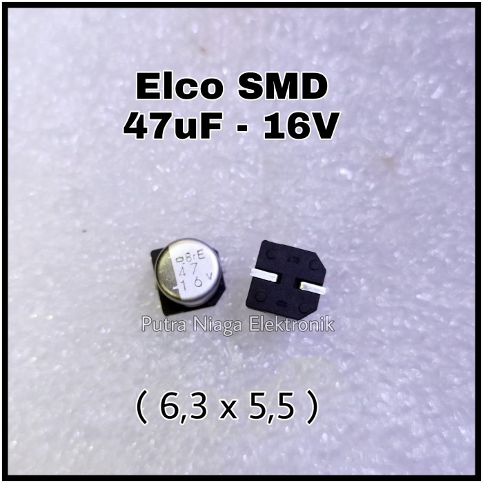Jual Elco SMD 47uF 16V Alumunium 47 uF 16Volt Aluminum Kapasitor 6.3x5 ...