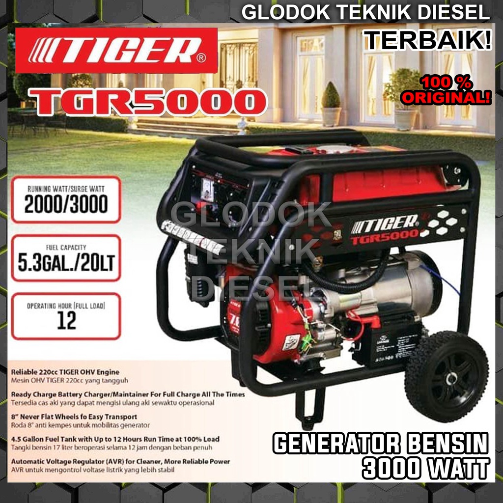 Jual GENSET GENERATOR LISTRIK TYPE 5000 3000 WATT TGR 5000 TGR5000 ...