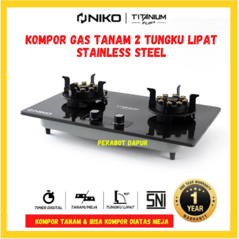 Jual Niko Kompor Gas Tanam Niko Titanium Flip Plus Kompor Niko 2 Tungku ...