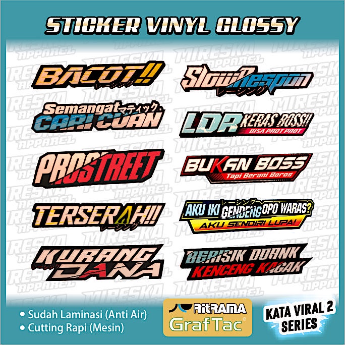 Jual TERLARIS!!! STICKER KATA-KATA VIRAL SERIES 2 | STIKER HELM MOTOR CUTTING VIRAL HOLOGRAM ...