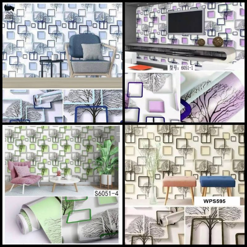 Jual Wallpaper Stiker Dinding Motif Ranting Kotak Ukuran 8 Meter Sudah ...