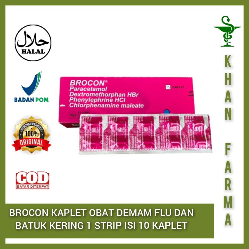 Jual BROCON KAPLET OBAT DEMAM FLU DAN BATUK KERING 1 STRIP ISI 10KAPLET ...
