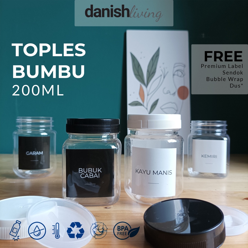 Jual Toples Tempat Bumbu Dapur Set 200ml Aesthetic Free Label Sticker ...