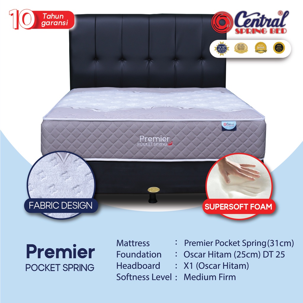 Jual Central Springbed Premier Pocket Spring –Bed Set | Shopee Indonesia