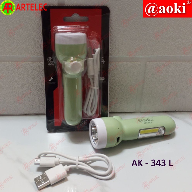 Jual AOKI Senter Tangan multifungsi USB charger AK-343L | Shopee Indonesia