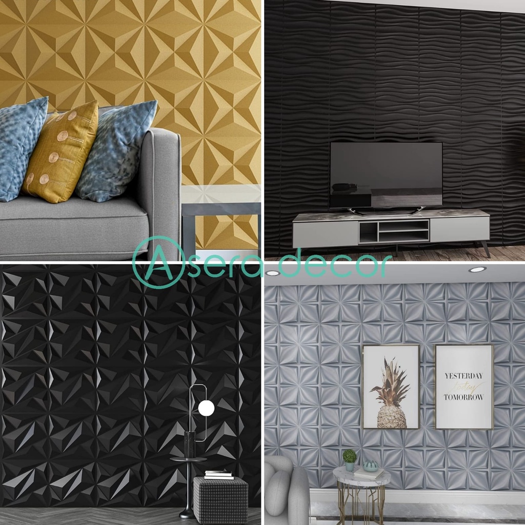 Jual WALLPANEL 3D PVC WALL PANEL DINDING WARNA HITAM / SILVER /GOLD ...