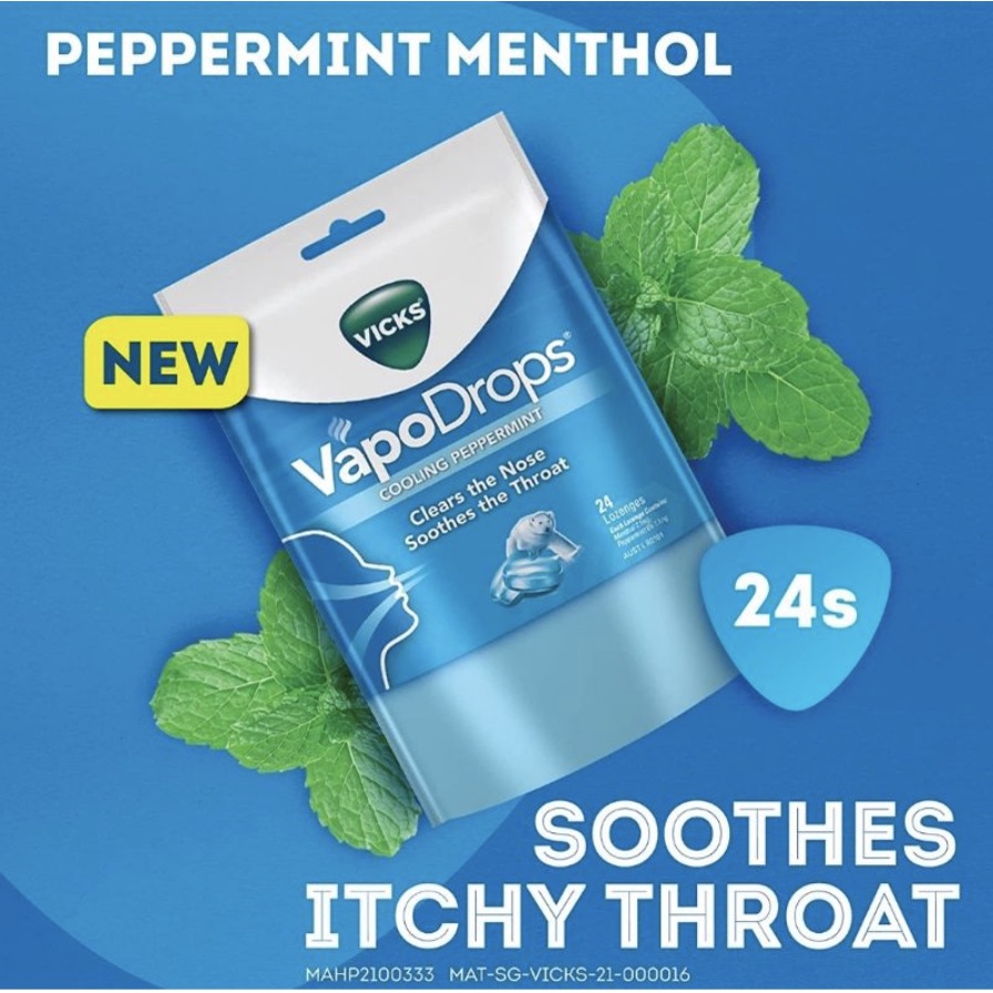 Jual Vicks VapoDrops Cooling Peppermint 24 Lozenges | Shopee Indonesia