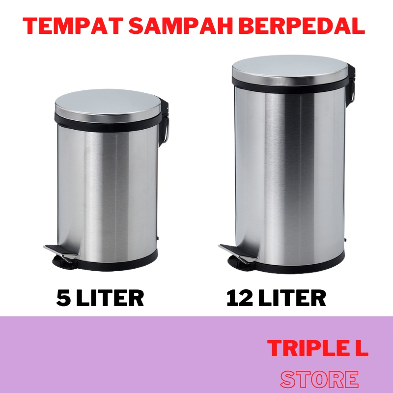Jual Tempat Tong Sampah Injak Pedal Stainless Steel 5 Liter / 12 Liter | Shopee Indonesia