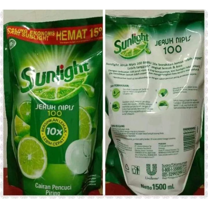 Jual Sunlight jeruk nipis cairan pencuci piring 1500ml | Shopee Indonesia