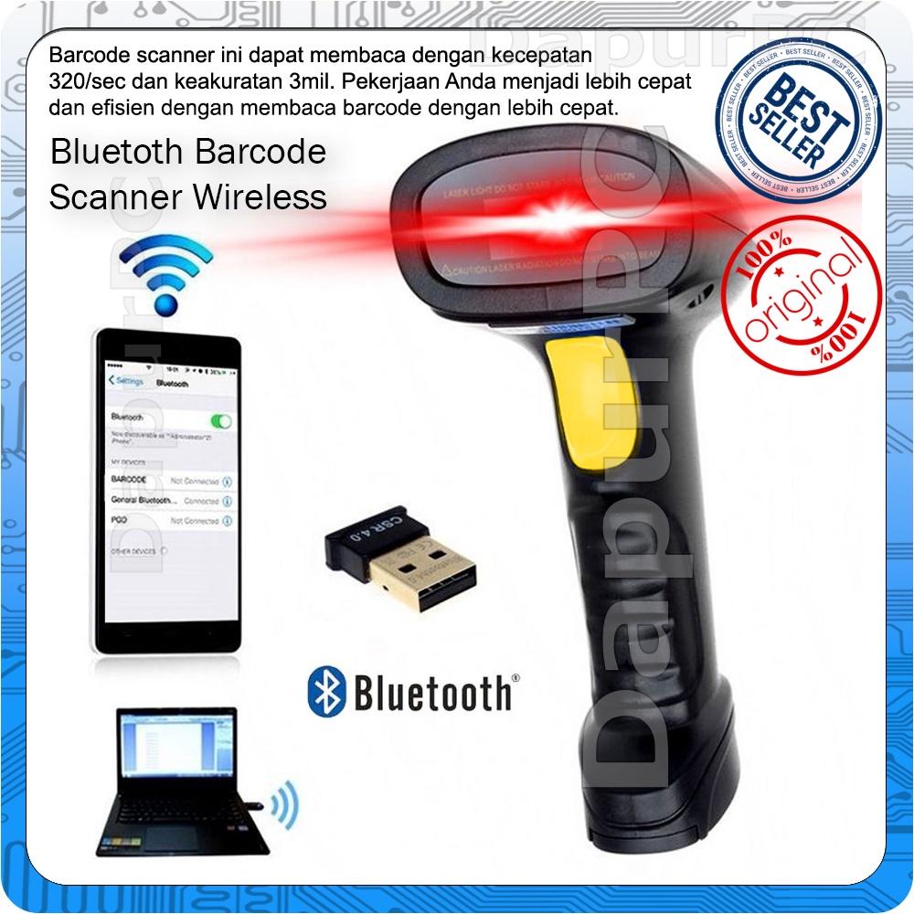 Jual Portable Barcode Scanner Wireless Bluetooth | Shopee Indonesia