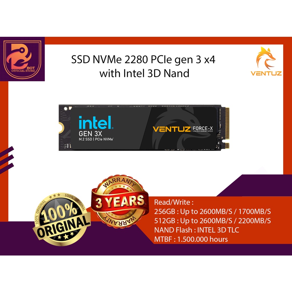 Jual SSD NVME M.2 2280 VENTUZ FORCE -X NVME GEN 3 x4 SSD Ventuz 256GB ...
