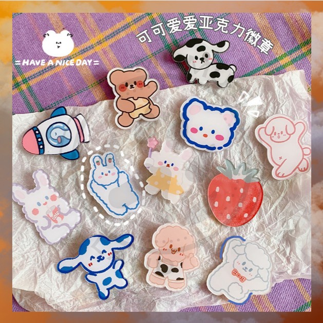 Jual Bros Pin lucu Acrylic Gaya Korea Cute Pin Brooch Pin Bros kaca ...