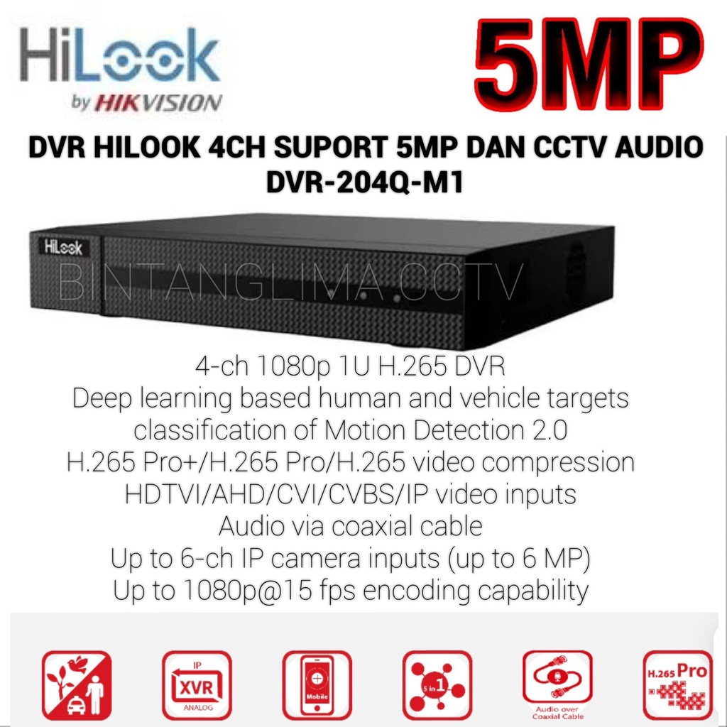 Jual DVR-204Q-M1 - HILOOK DVR 4CH SUPPORT 5MP DAN CCTV AUDIO | Shopee ...