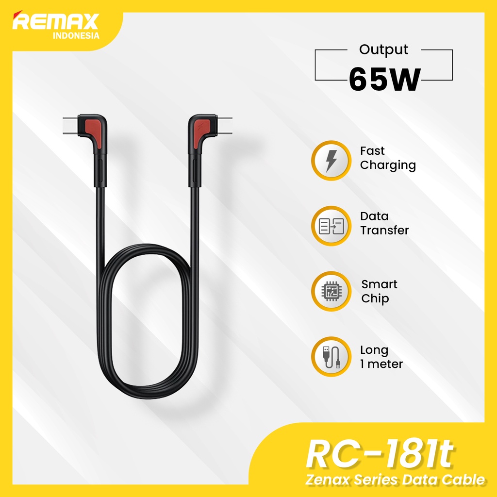 Jual Remax Cable Fast Charging PD Type-C to Type-C 65W 1M With ...