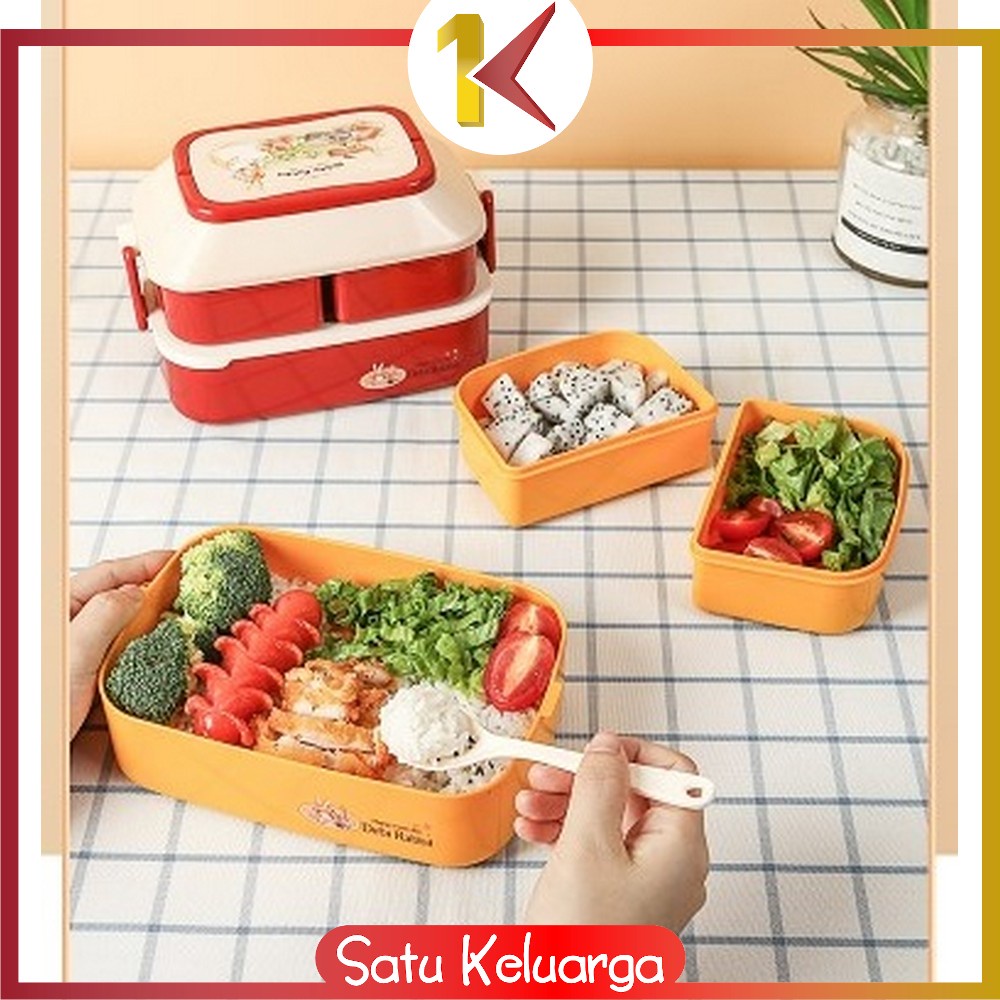 Jual SK-C758 Tempat Makan 2 Susun Lunch Box Anti Tumpah / Kotak Makan Siang / Kotak Bekal Set ...