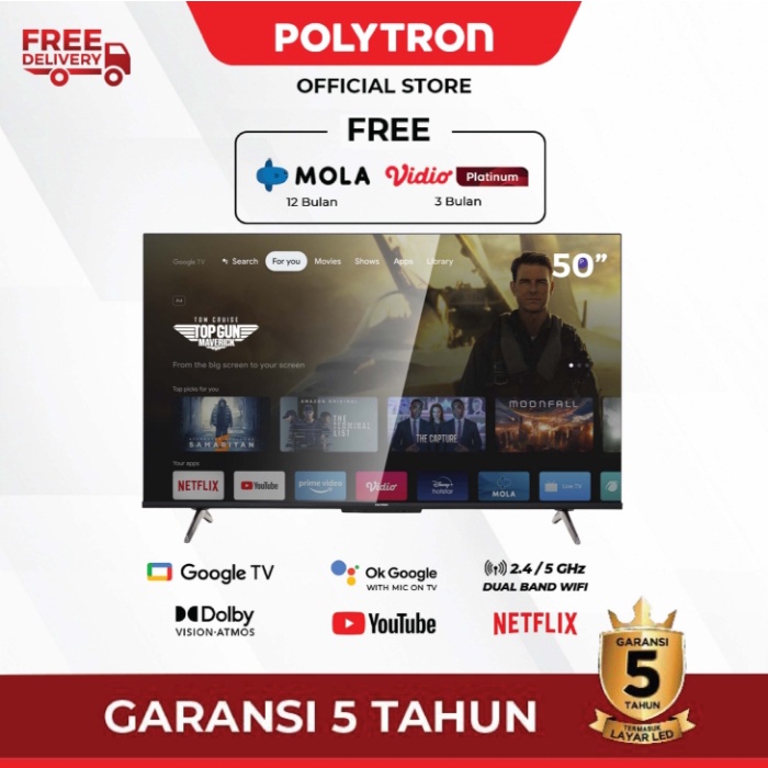 Jual POLYTRON 4K UHD Smart Google TV 50 Inch PLD 50UG5959 | Shopee ...