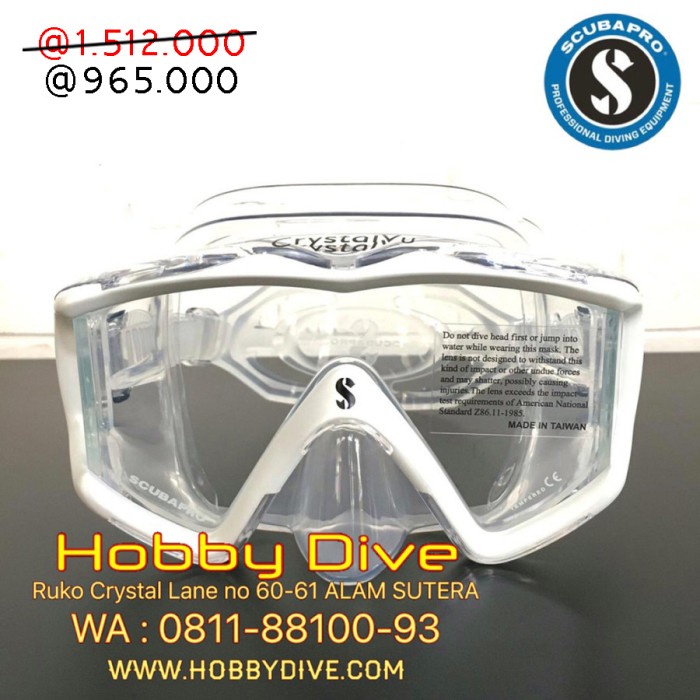 Jual Dvc Scubapro Mask Crystal Vu Clear White - Scuba Diving Alat Selam ...