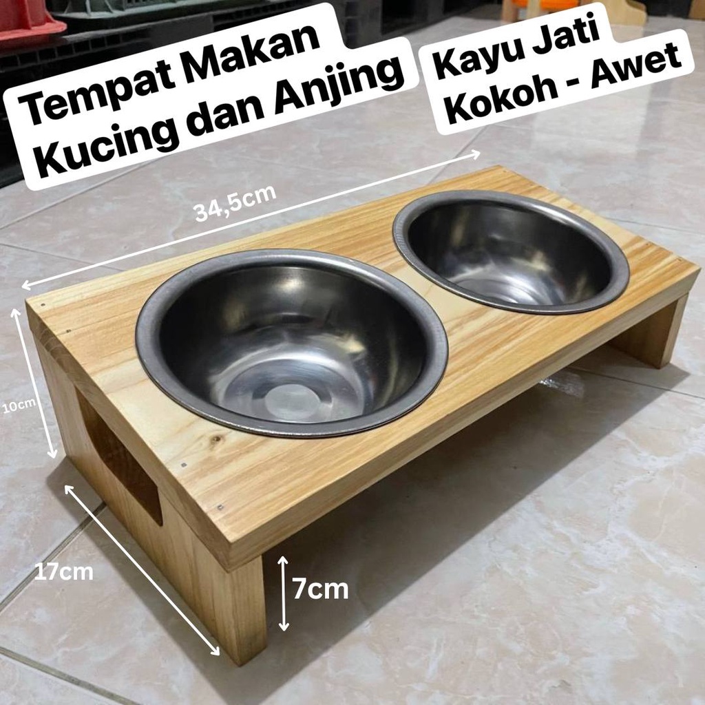 Jual Pet Bowl wooden cat food stand KOTAK TEMPAT MAKAN DAN MINUM KUCING ...