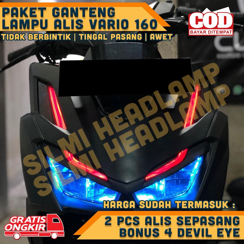 Jual SATU SET LAMPU ALIS VARIO 160 BONUS DEMON EYE PAKET LAMPU ALIS HEADLAMP | Shopee Indonesia