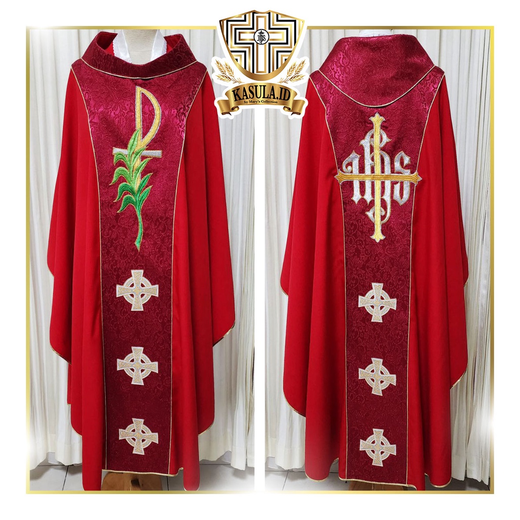 Jual Kasula Chasuble Jubah Romo Katolik Bordir Merah 10 (Palma, Jumat ...