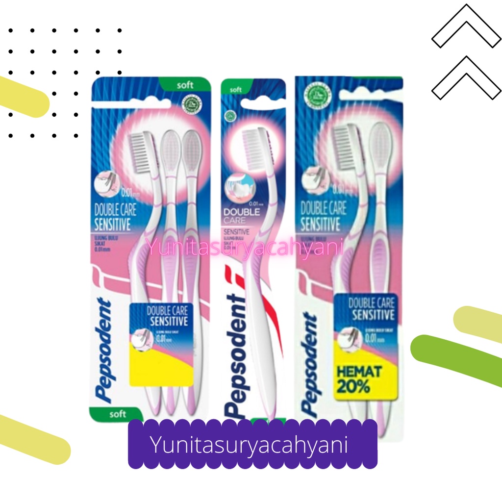 Jual Pepsodent Toothbrush Double Care Sensitive Soft - 1, 2, atau 3 Pcs ...