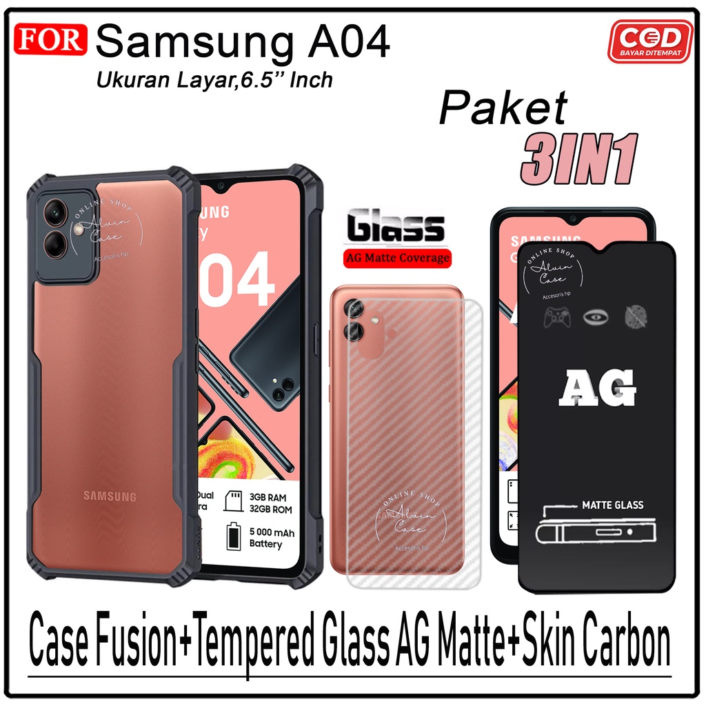 Jual Paket 3in1 Case Samsung A04 A04s A04e Softcase Shockproof ...