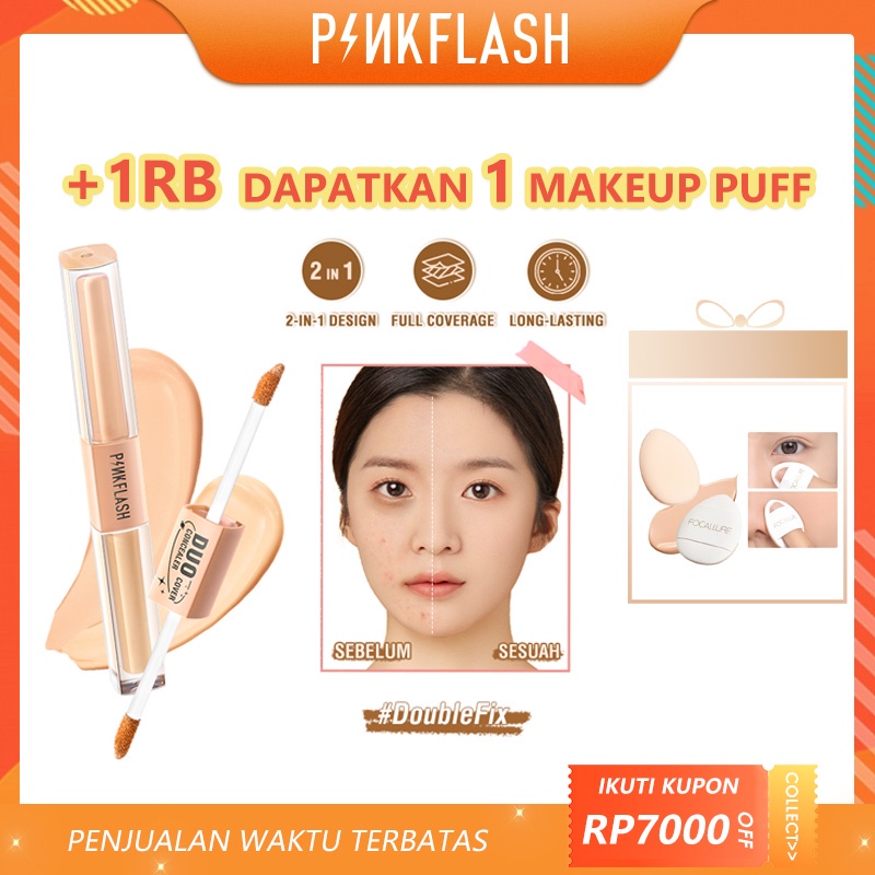 Jual PINKFLASH 2-in-1 Dual-Shade Concealer Full Coverage DoubleFix ...