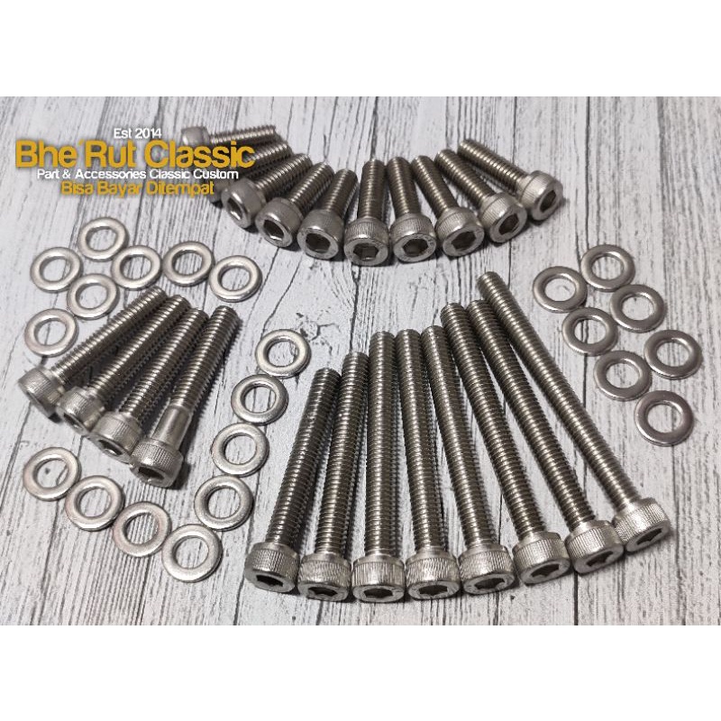 Jual Baut Blok Mesin Kanan Kiri Yamaha Scorpio Kunci L Set Ring Full Stainless | Shopee Indonesia