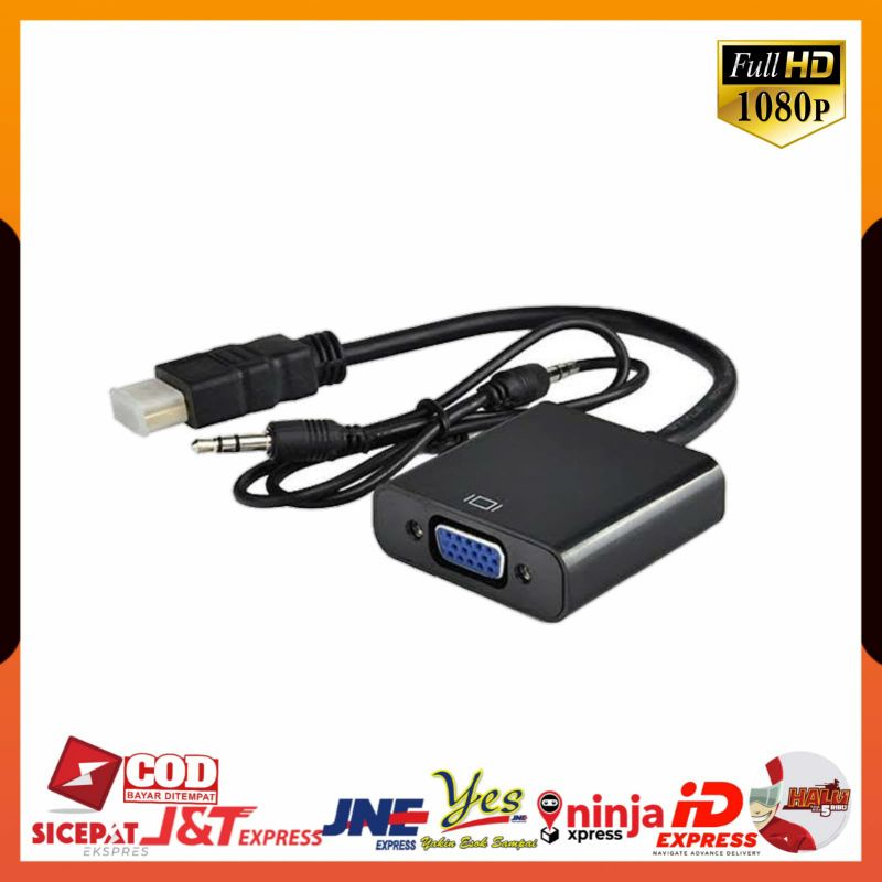 Jual (COD) CONVERTER ADAPTER KONEKTOR HDMI TO VGA + KABEL AUDIO / PS3 TO VGA / PS TO VGA / DARI ...