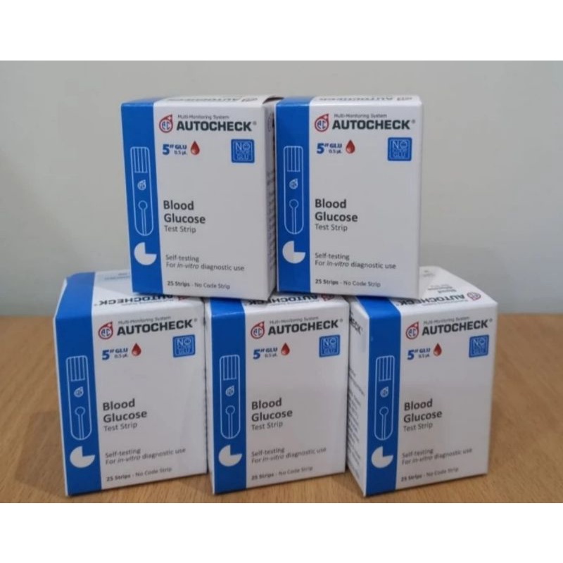 Jual Strip Gula Darah Autocheck Blood Glucose Test Strip Isi 25 Pcs ...