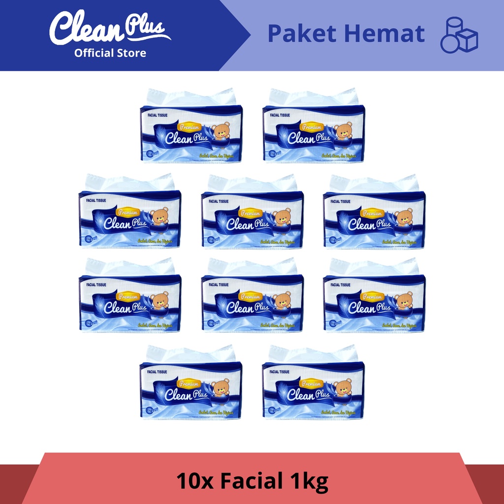 Jual Clean Plus Facial Tissue 1 Kg Beruang Bundling 10 Pack | Shopee ...