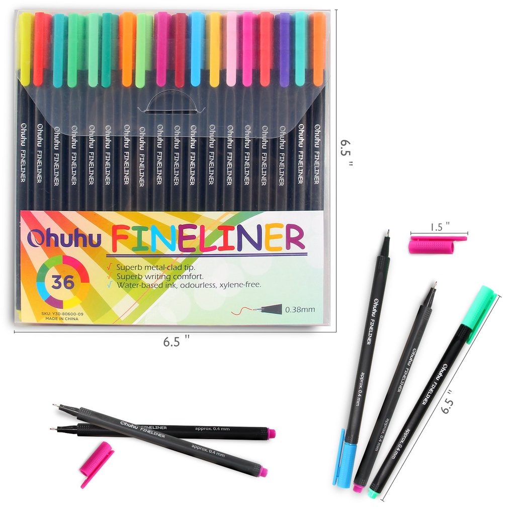 Jual Ohuhu 36 Colors Fineliner Pens 0.4mm / Drawing Pen 0.4mm | Shopee ...