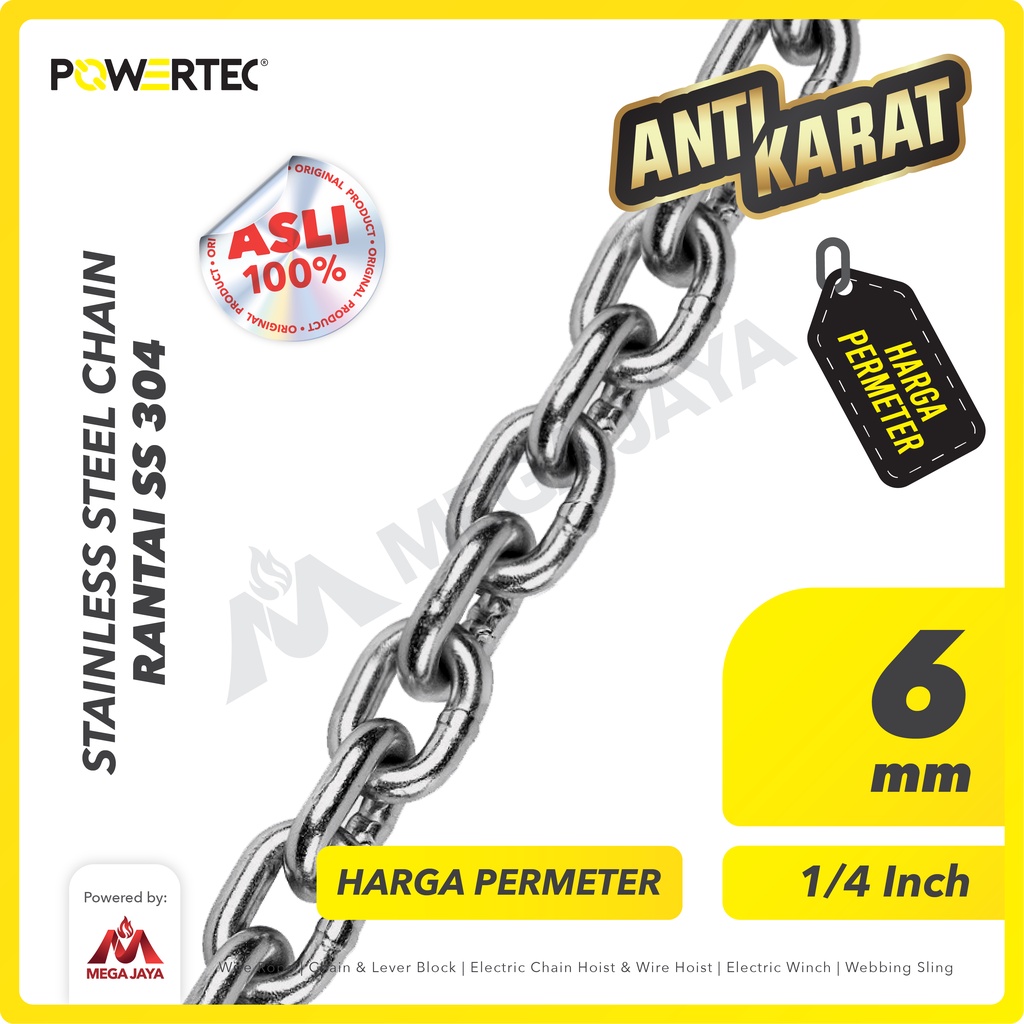 Jual POWERTEC Rantai SS 304 6mm Stainless Steel Chain - Meteran | Shopee Indonesia