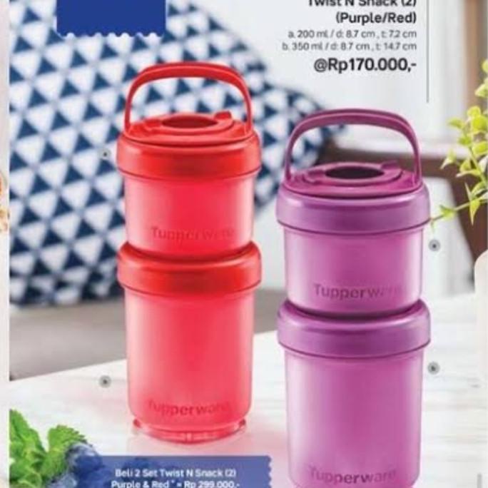 Jual tupperware twist n snack bekal ungu atau merah | Shopee Indonesia