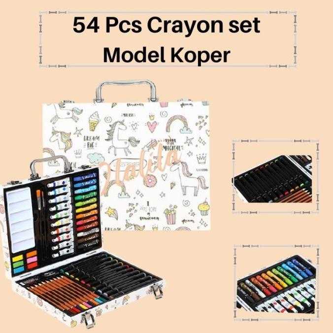 Jual Crayon set Koper 54 pcs Cat warna Perlengkapan Sekolah Menggambar ...