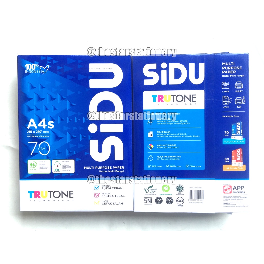 Jual (1 Pak) GROSIR Kertas HVS Sidu A4S 70 Gram / Kertas HVS Sidu A4S 70 Gram | Shopee Indonesia