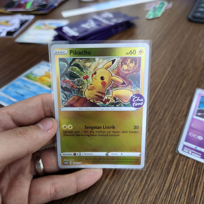 Jual Pokemon TCG Indonesia - Pokemon Chatime Promo Pikachu Hologram | Shopee Indonesia