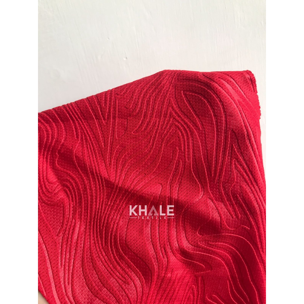 Jual Bahan Kain Drifit Brazil Emboss Topograf Njoy Flow Corak Merah ...