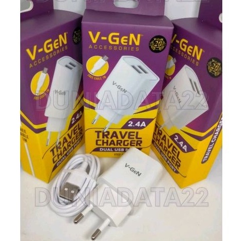 Jual Travel Charger VGEN 2 USB VTC2-17 2.4A & VTC1-19 18W FAST CHARGING - Adapter + Kabel data V ...