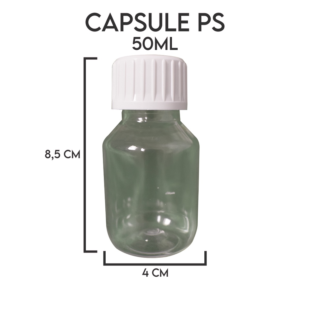 Jual botol capsule/botol kapsul ps 50ml putih natural/botol obat ...
