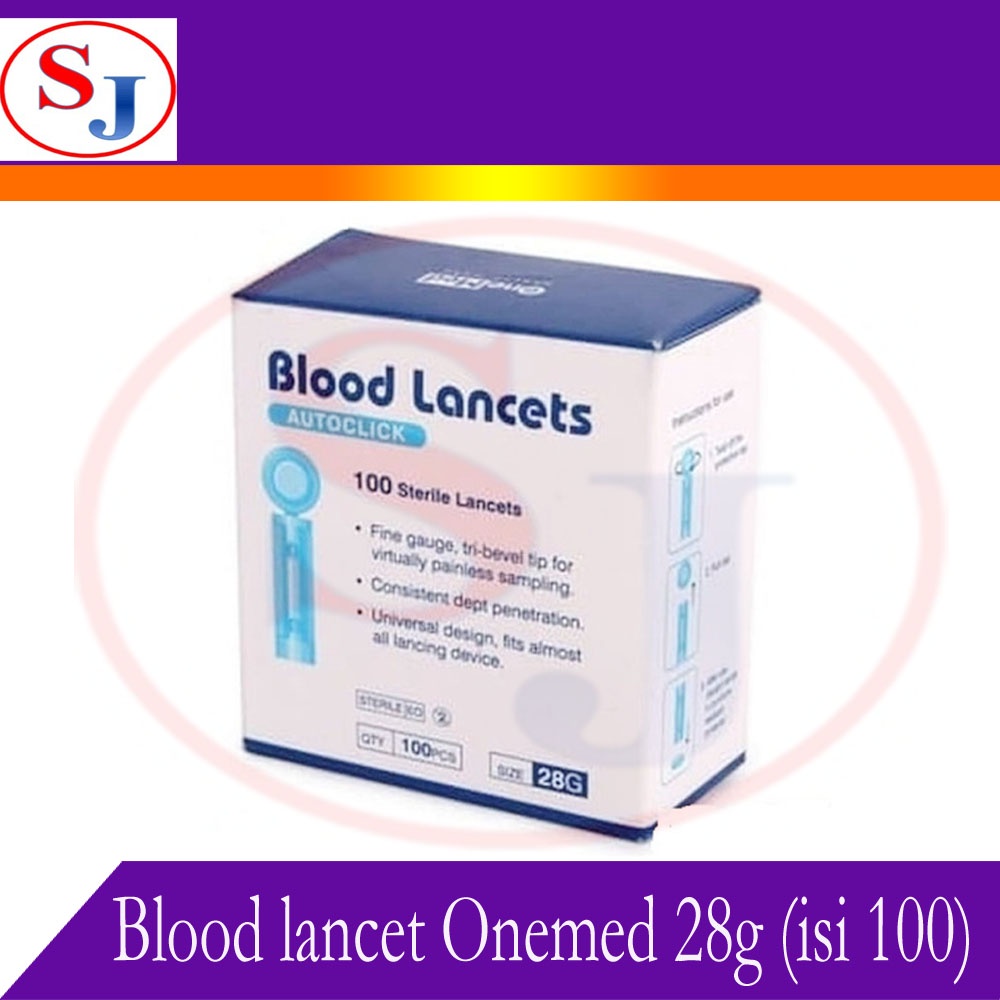 Jual BLOOD LANCET /JARUM CEK DARAH ONEMED 28G isi 100 | Shopee Indonesia