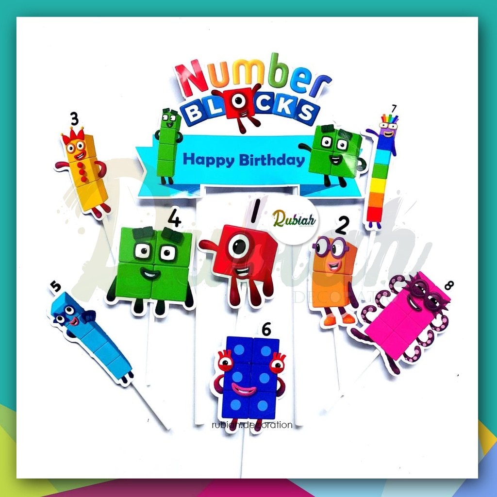 Jual Topper Cake Numberblocks 1 set / Hiasan kue ulang tahun Happy ...