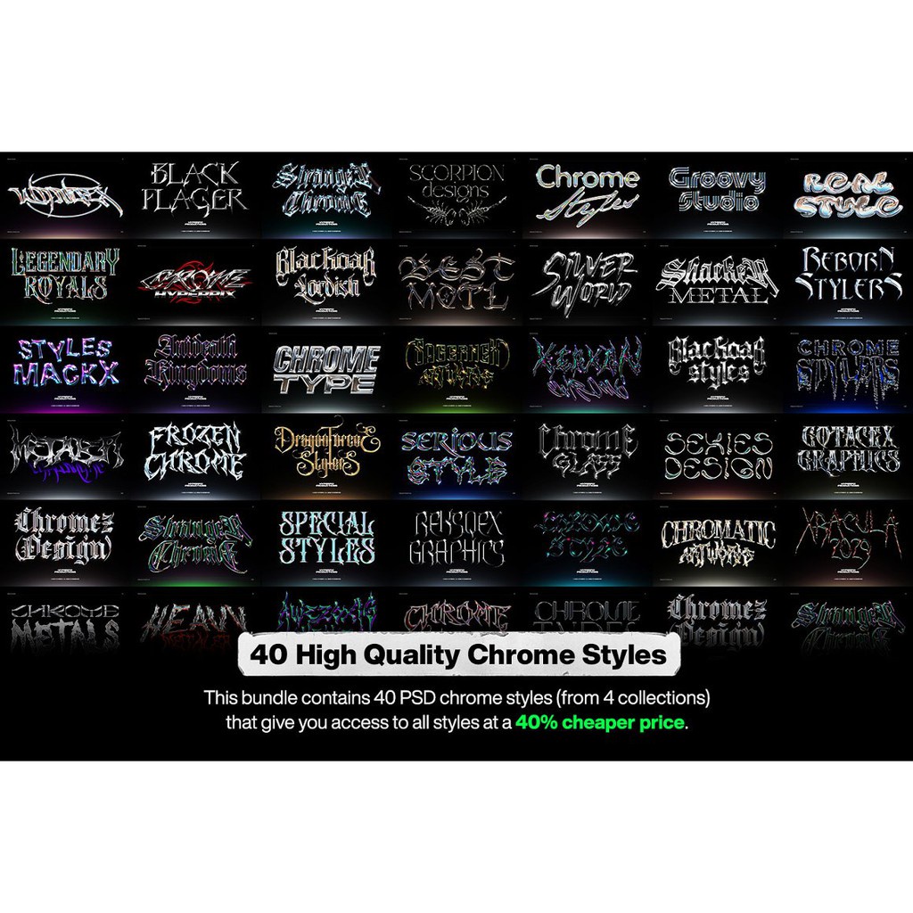 Jual CHROME TEXT STYLES BUNDLE FOR PHOTOSHOP PSD PS TEXT | Shopee Indonesia