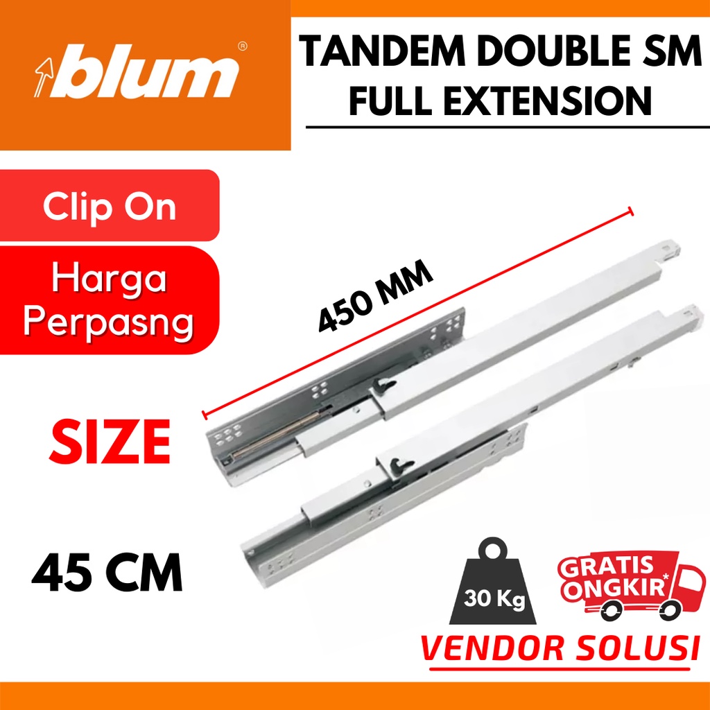 Jual Rel Laci Tandem Blum Full Extension 560H Sepasang Soft Close ...